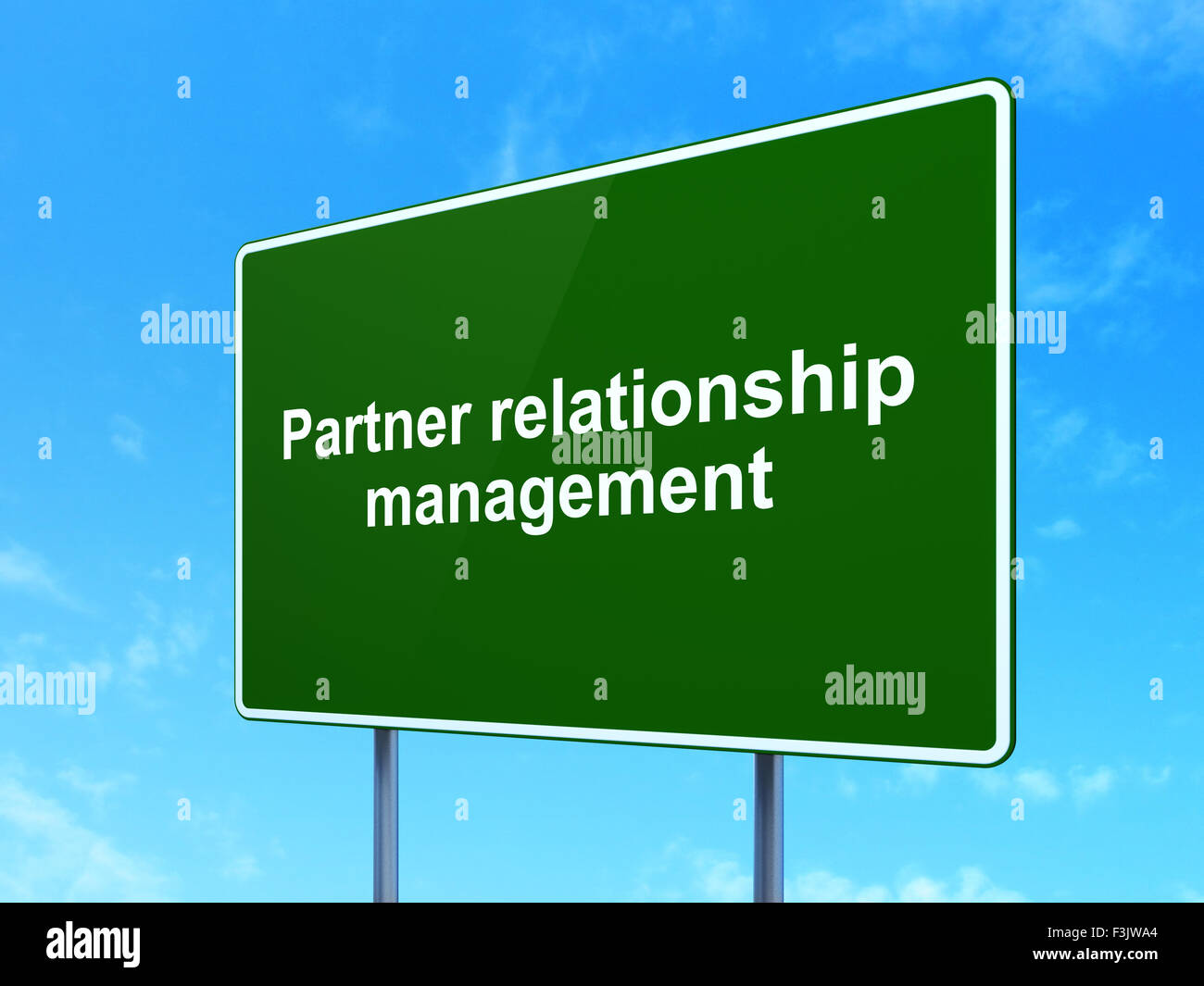 Business concept: Partner Relationship Management on road sign ...