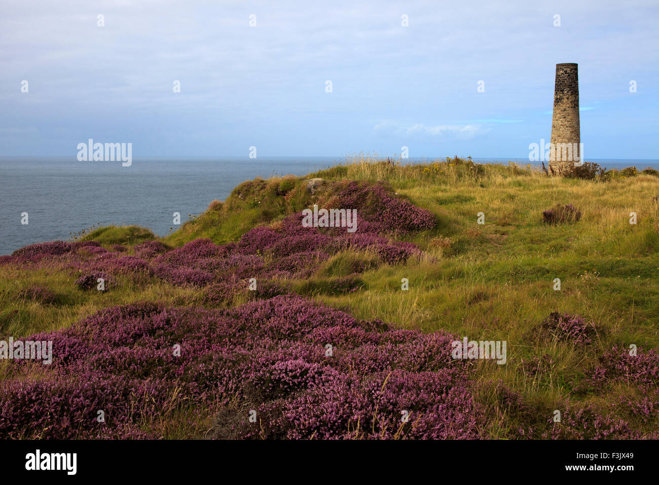 Chimney stack ruined mineshaft Botallack tin mine, Cornwall, England ...