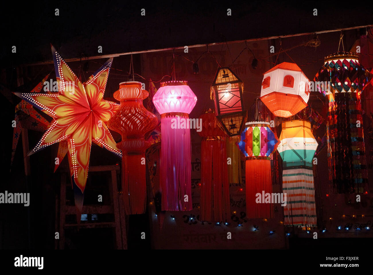 paper Lanterns kandil kept for sale in shop for Diwali Festival ...