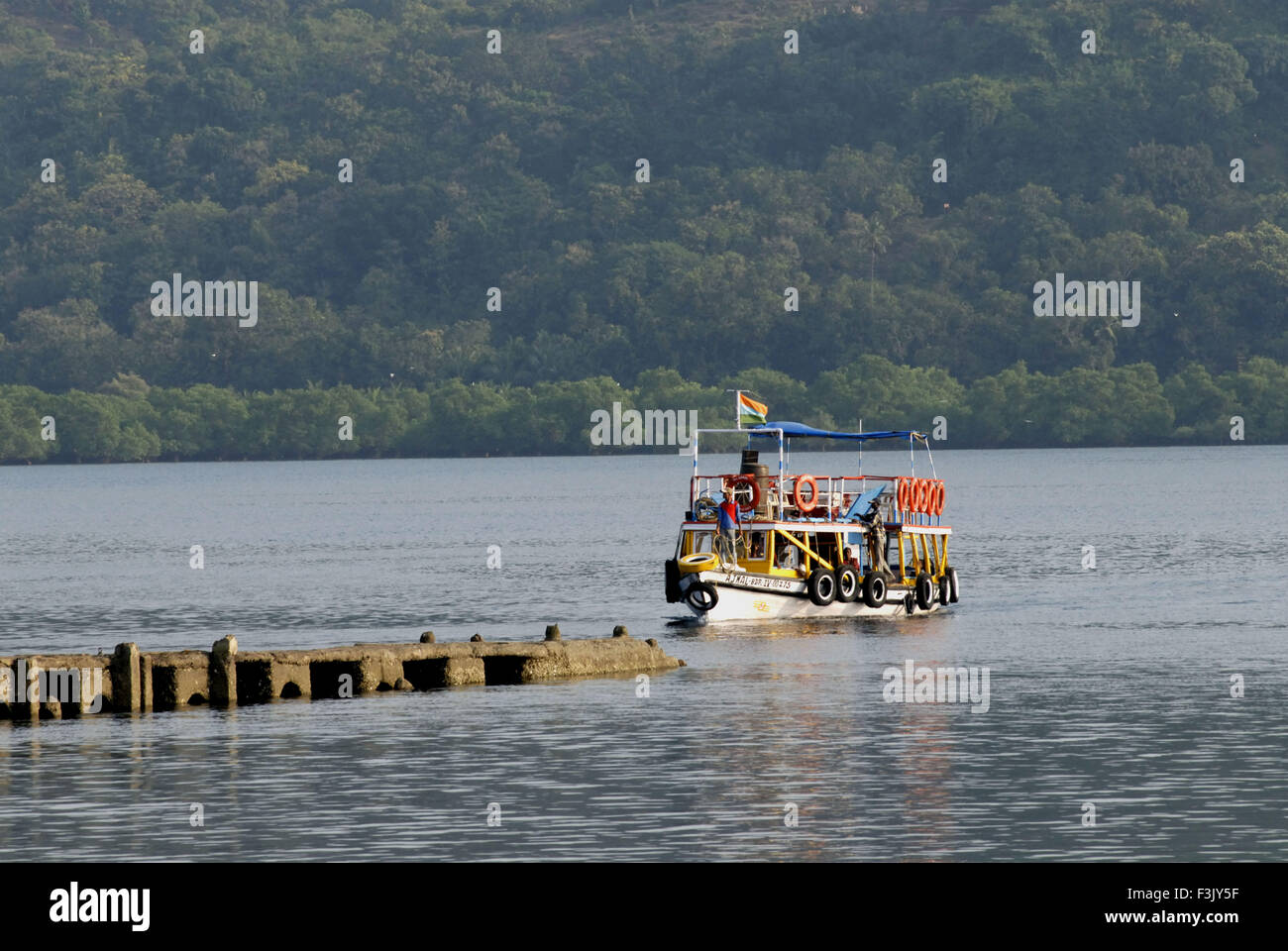 Jetty Bagmandala launch ferry boat Bankot creek Bankot Harihareshwar ...