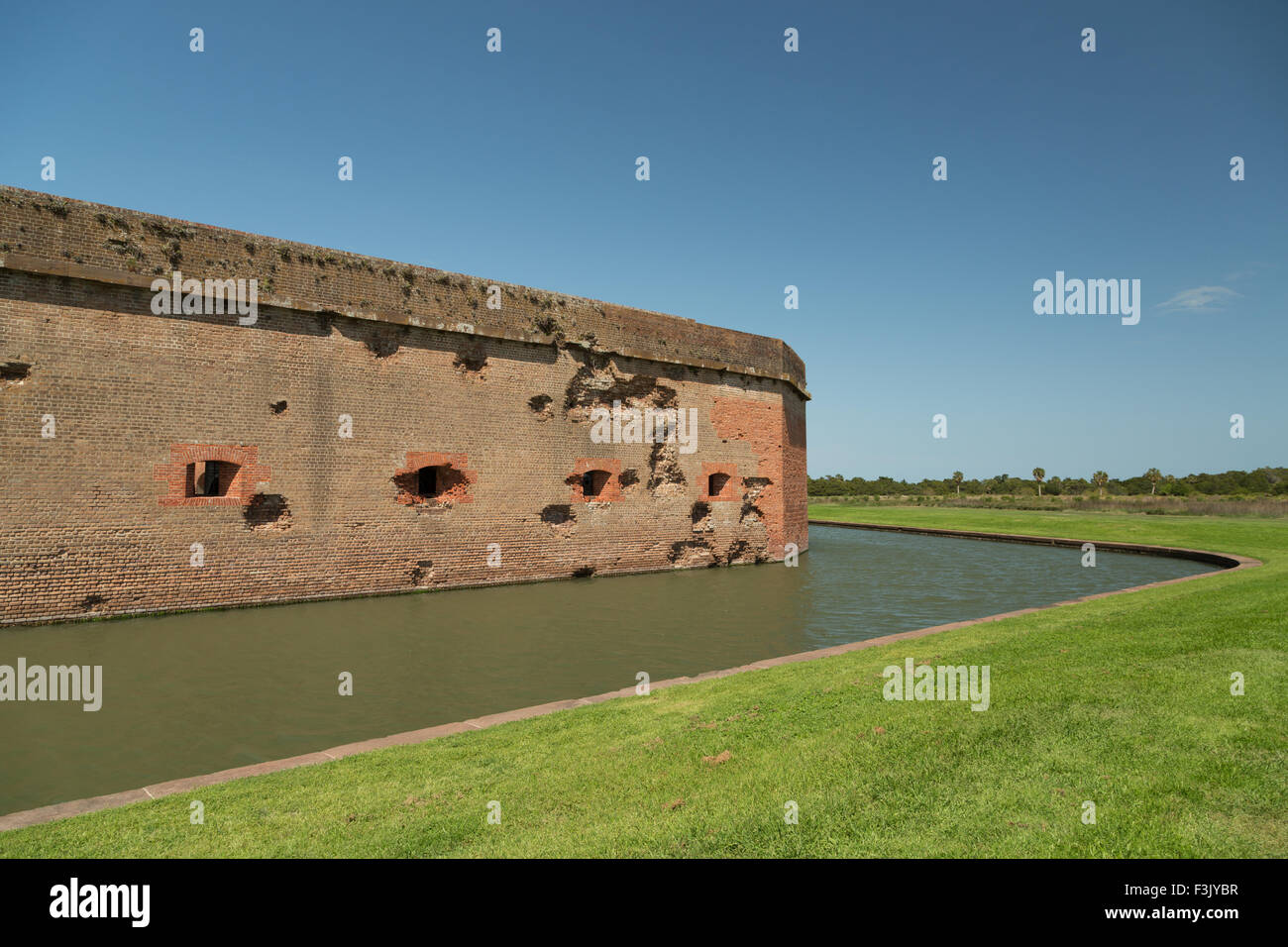A photograph of a damaged outside wall at Fort Pulaski National ...