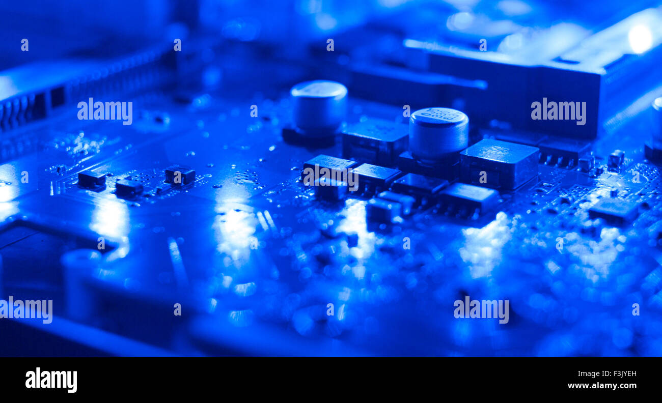 Dark blue electronic circuit board Stock Photo - Alamy