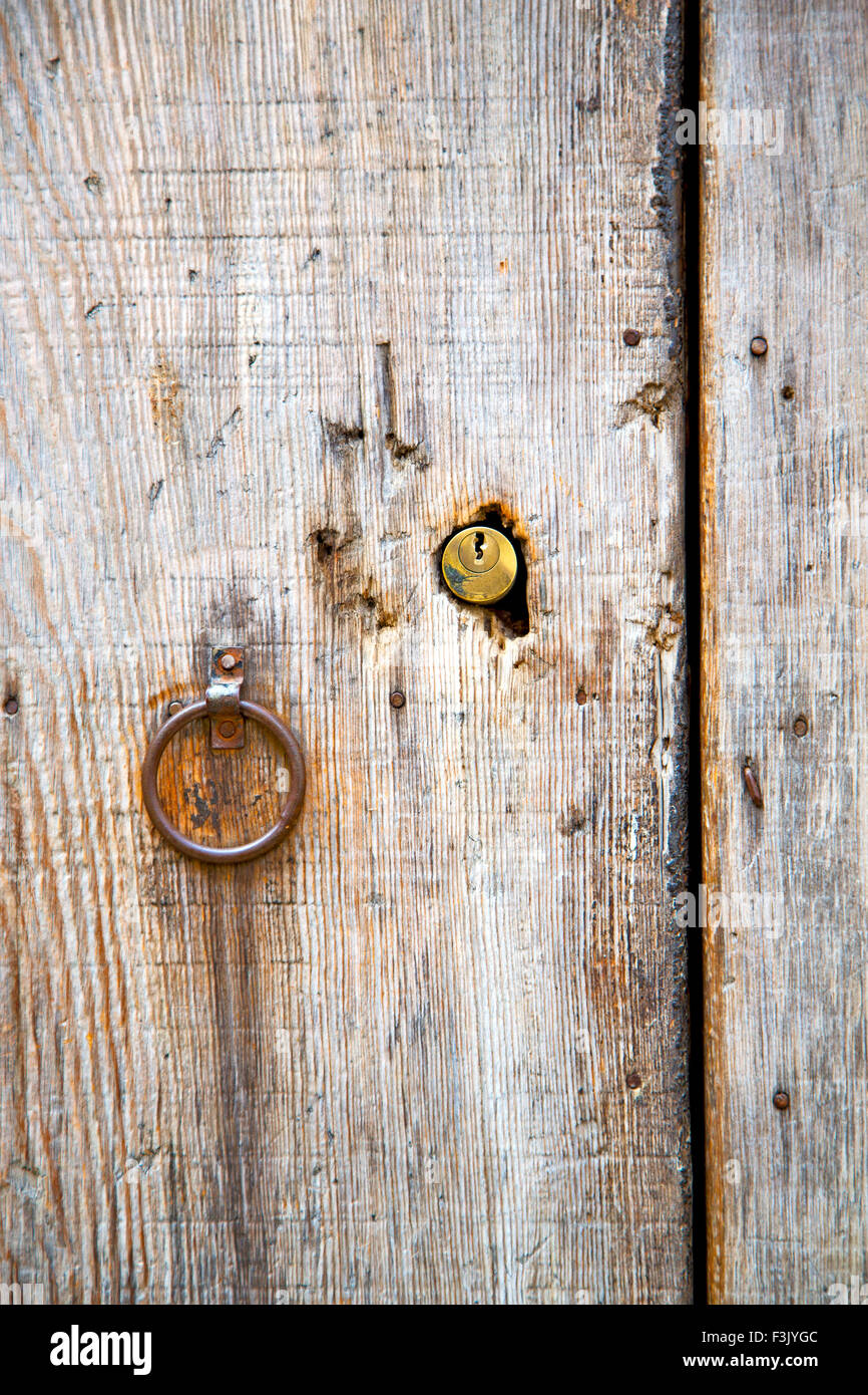 brown morocco in africa the old wood facade home and rusty safe padlock ...