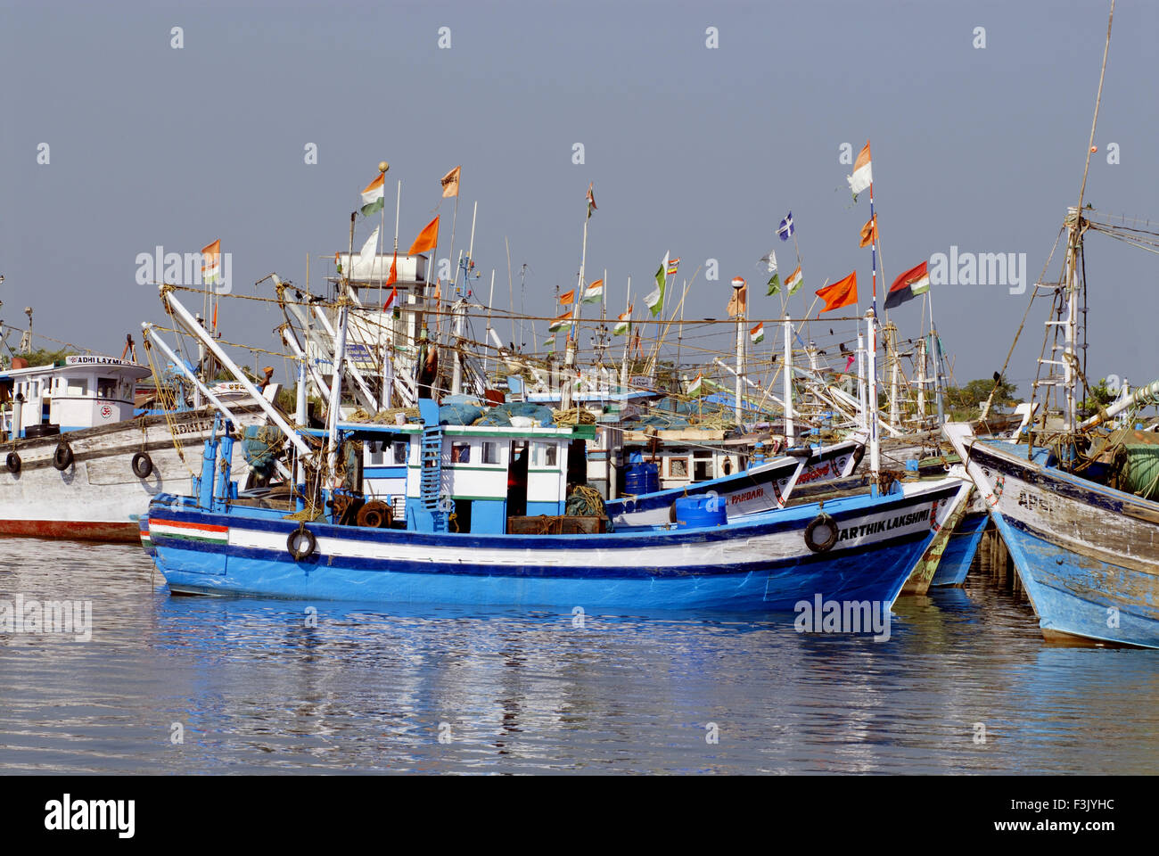 fishing boats at huge fishing yard Udupi Karnataka India asia Stock ...