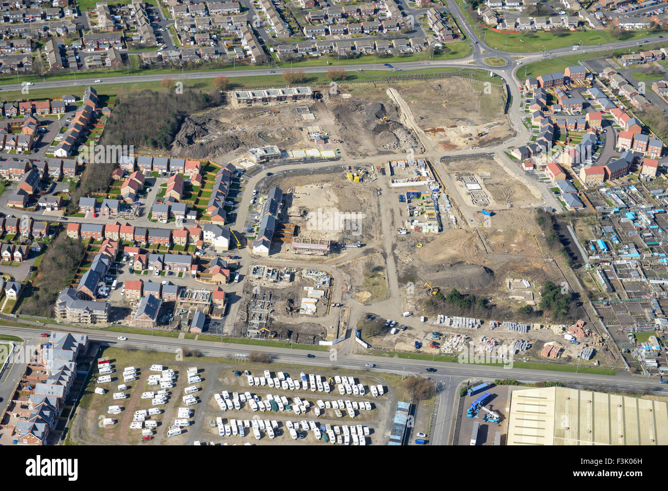 Aerial photograph of construction in Blyth, Northumberland Stock Photo ...