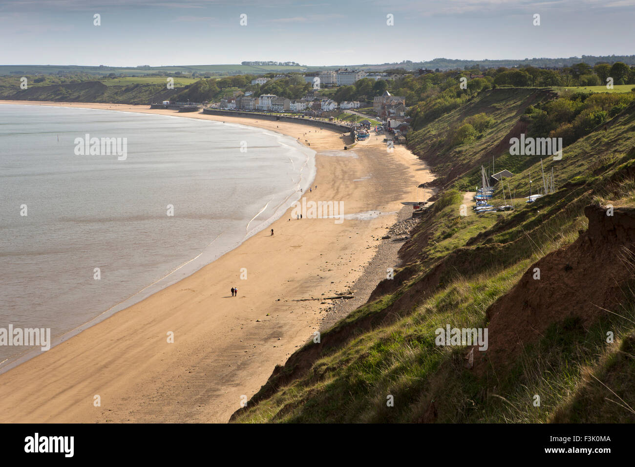 UK, England, Yorkshire East Riding, Filey, beach and Coble Landing from ...