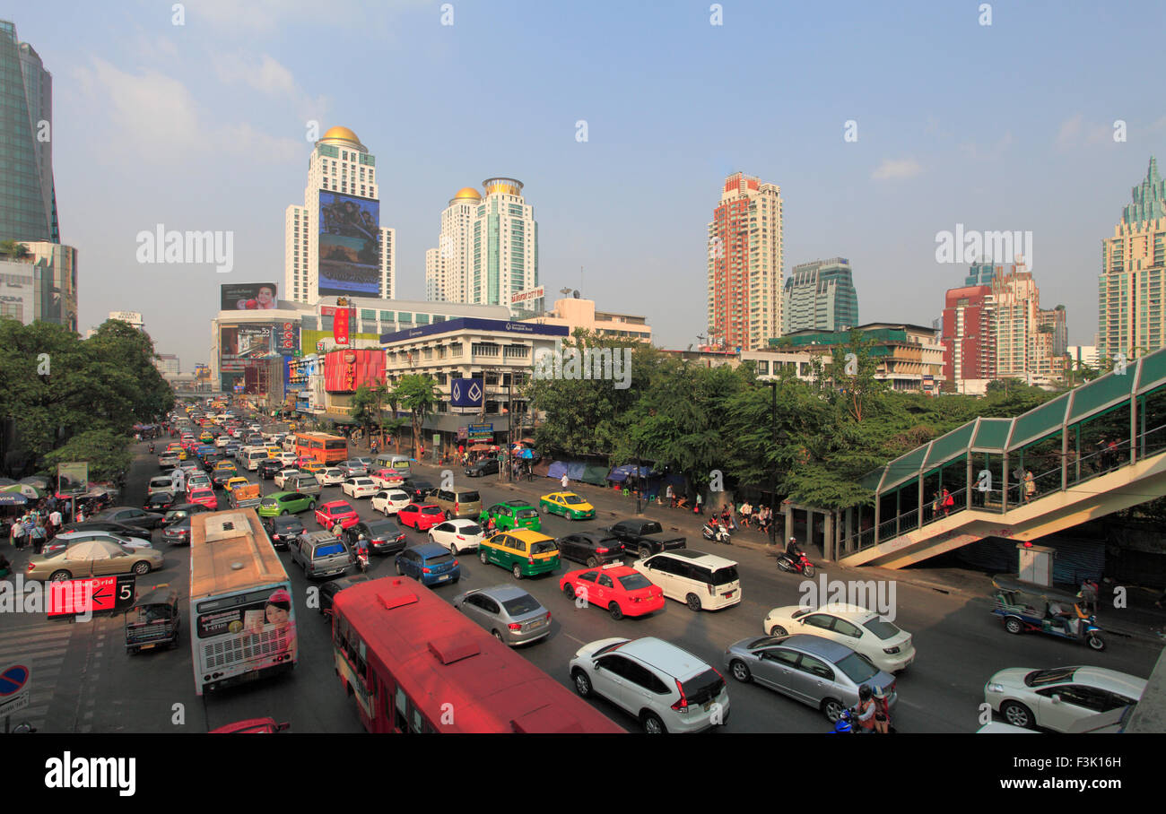 Thailand, Bangkok, Ratchadamri Road, traffic, skyline Stock Photo - Alamy