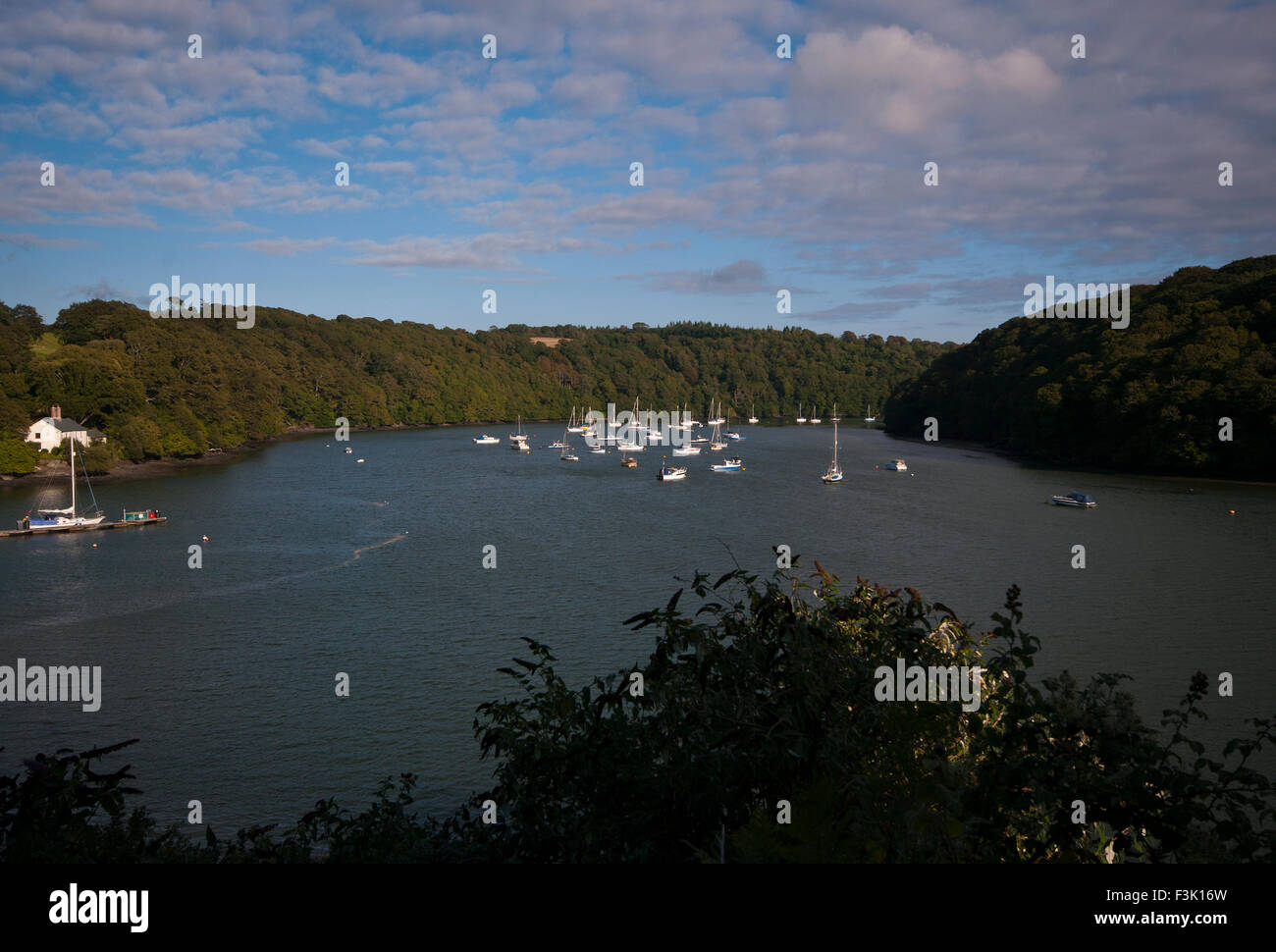 Moored Boats On The River Truro seen from Malpas Cornwall England UK ...