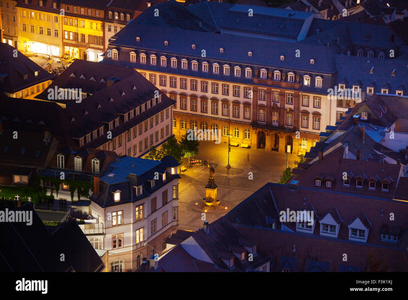 Kornmarkt square during night time in Heidelberg Stock Photo - Alamy