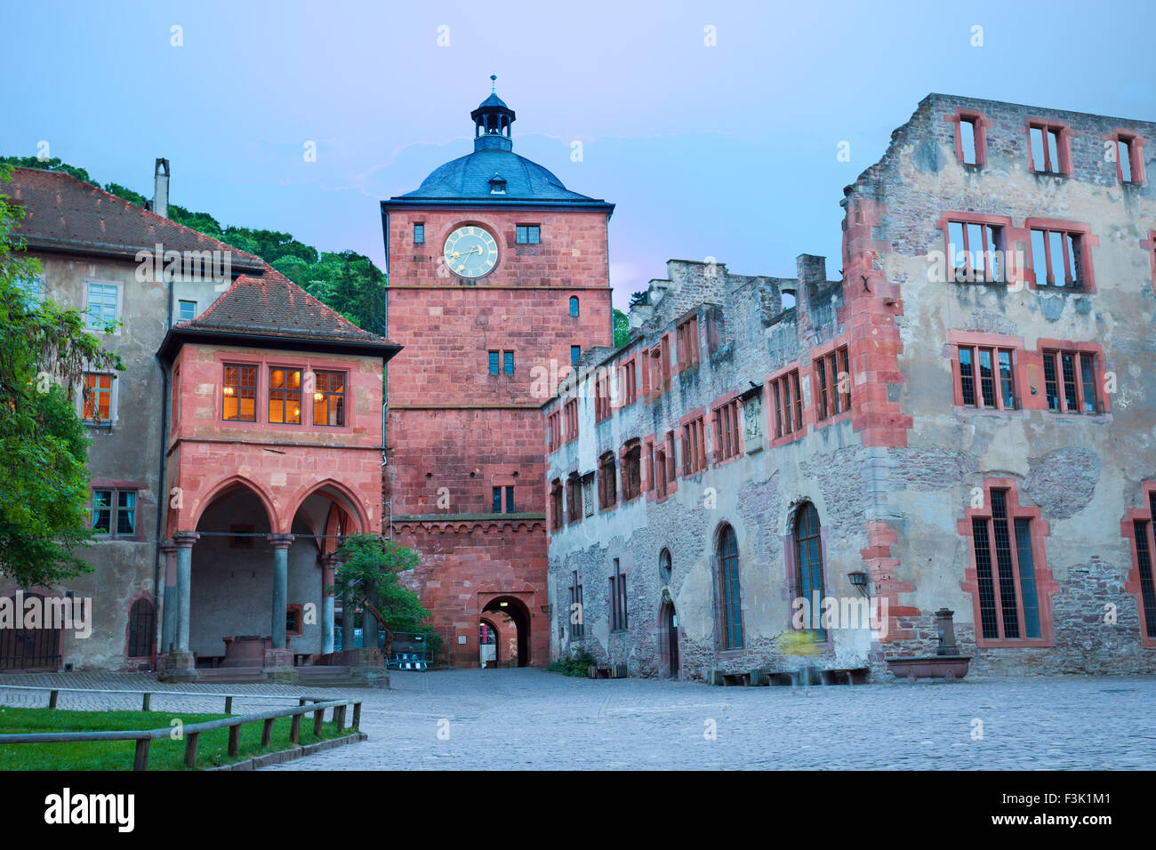 Square of Schloss Heidelberg during evening time Stock Photo - Alamy