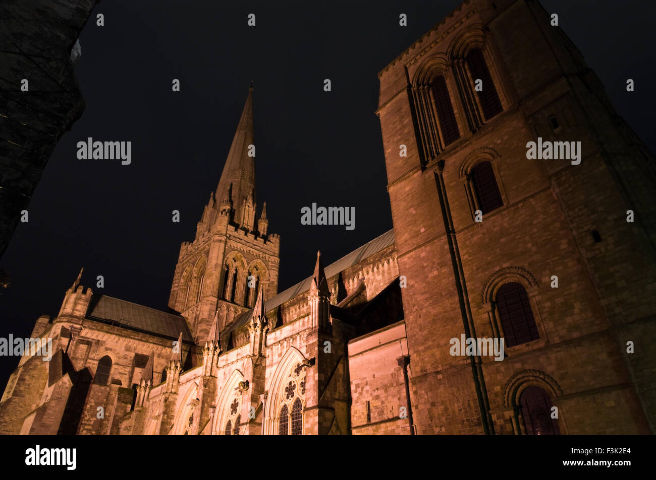 Chichester Cathedral illuminated at night Stock Photo - Alamy