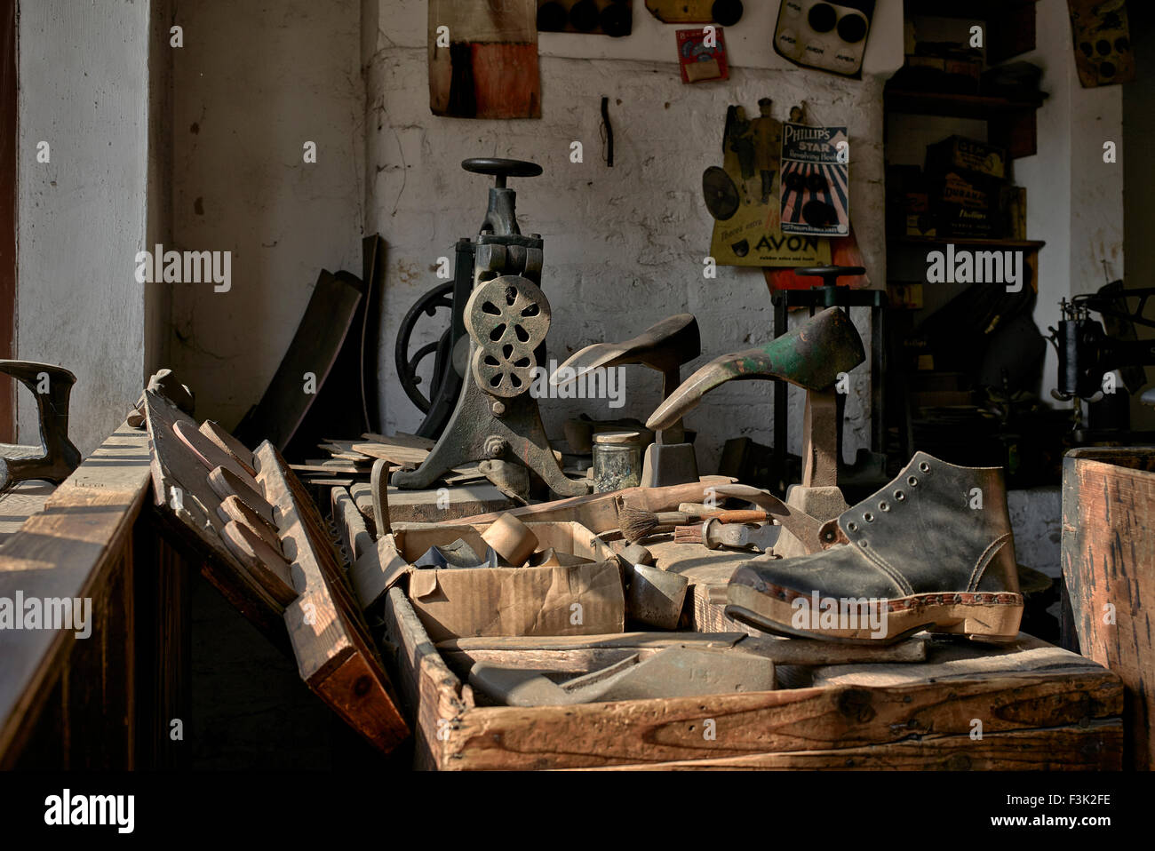 Cobbler workshop interior with period items. Black Country Museum ...