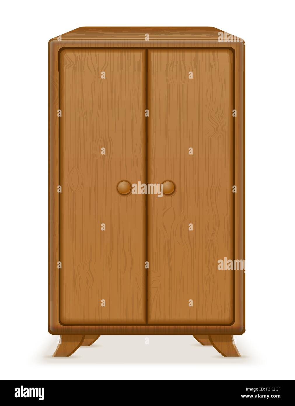 old retro wooden furniture wardrobe vector illustration isolated on ...