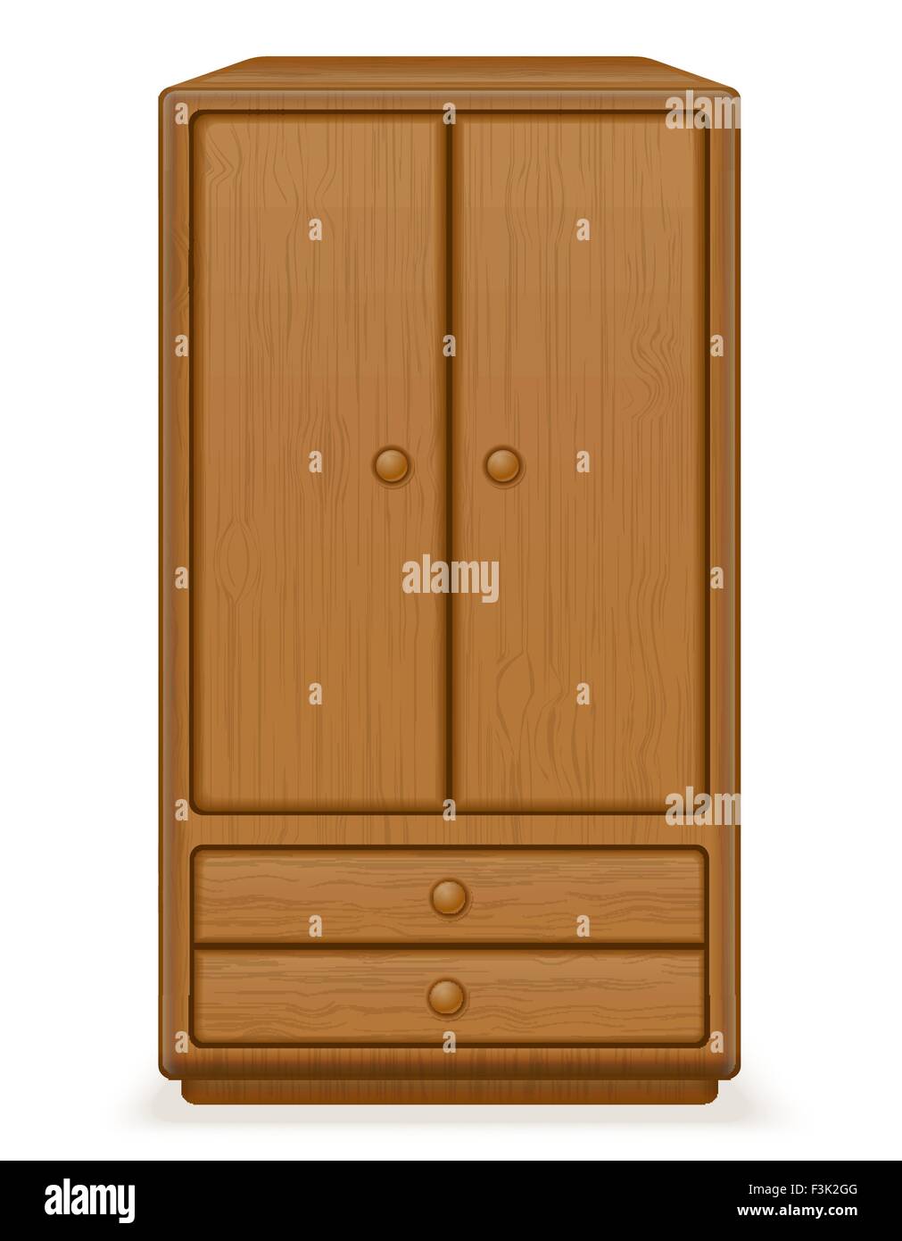 old retro wooden furniture wardrobe vector illustration isolated on ...