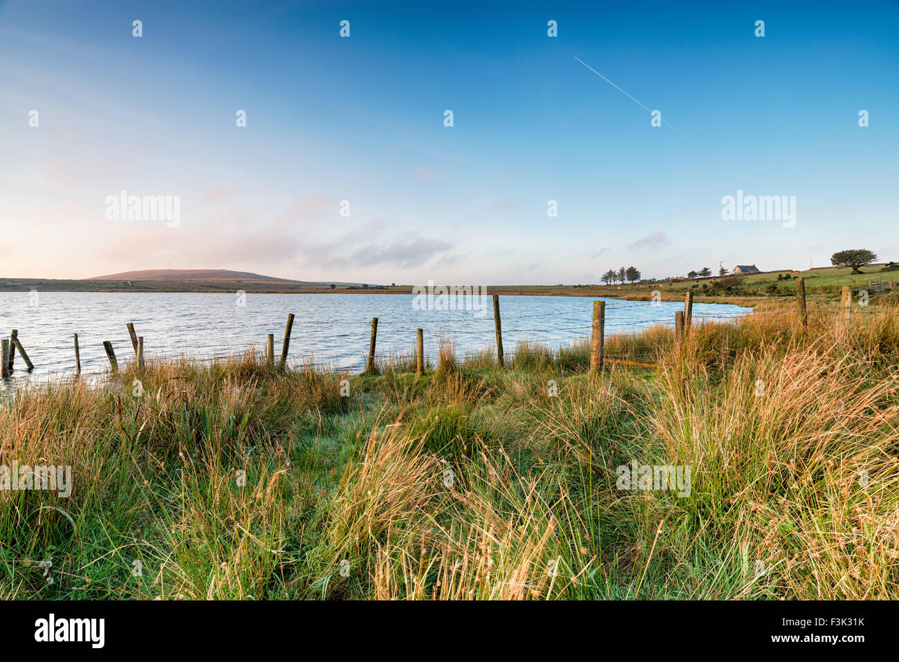 Dozmary Pool, a small natural lake on Bodmin Moor in Cornwall Stock ...