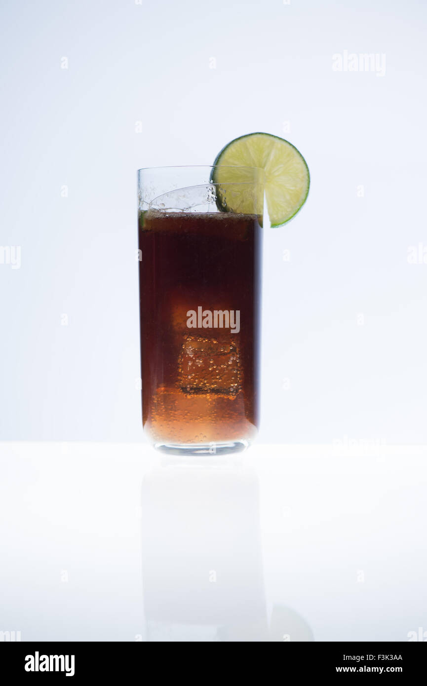 Cuba libre and dry ice smoke/close-up with white background Stock Photo ...