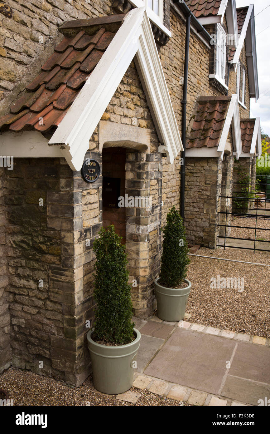 UK, England, Yorkshire East Riding, Brantingham, Spout Hill, porches of ...