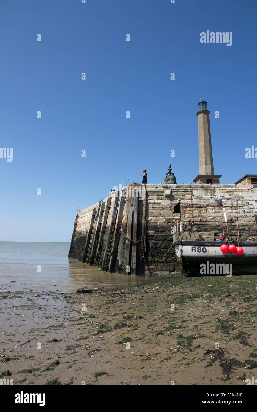 MARGATE, KENT, UK - AUGUST 8. 2015. The 1812 Margate Stone Pier with ...