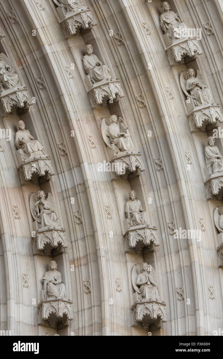 exterior of the St. Mary of the Pine Tree church in Barcelona Spain ...