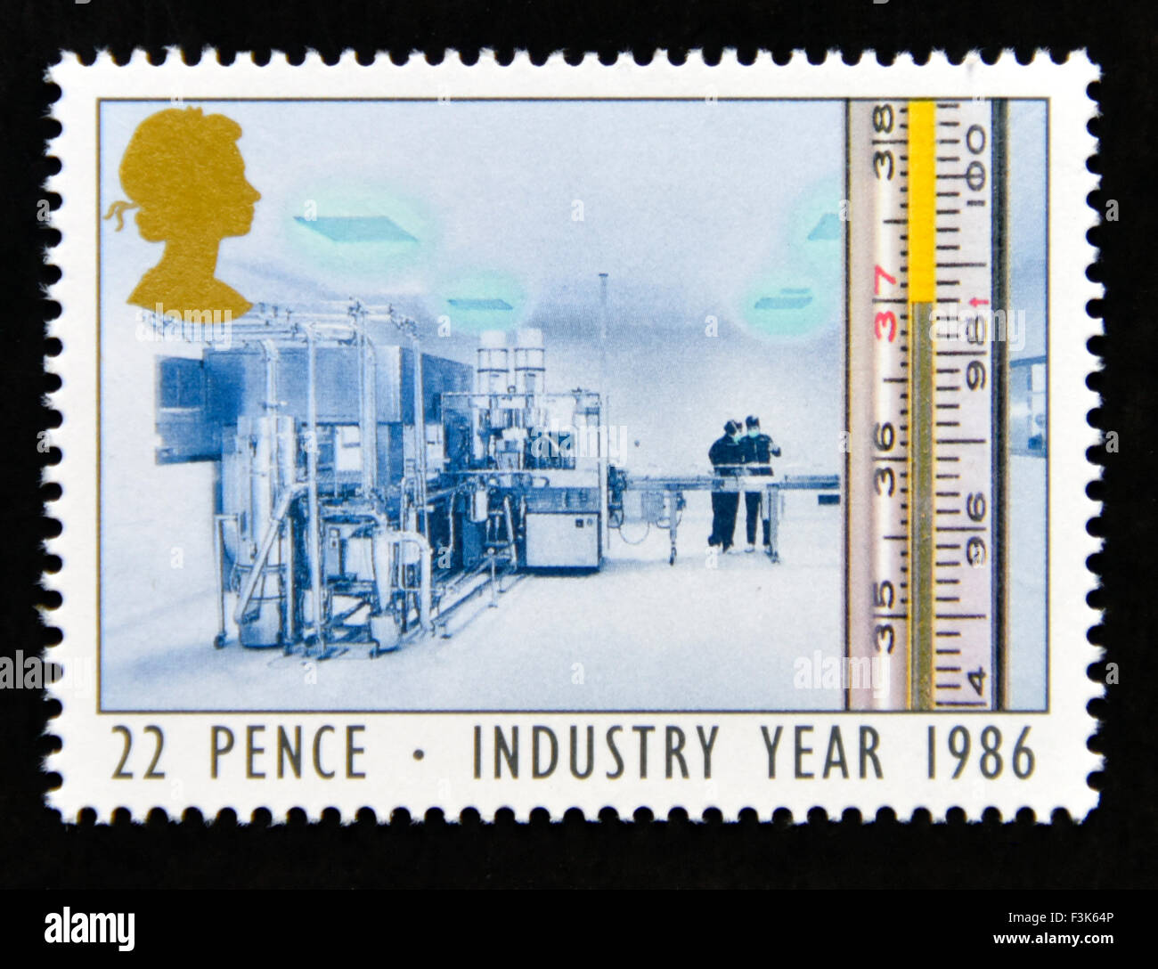 Postage stamp. Great Britain. Queen Elizabeth II. 1986. Industry Year ...