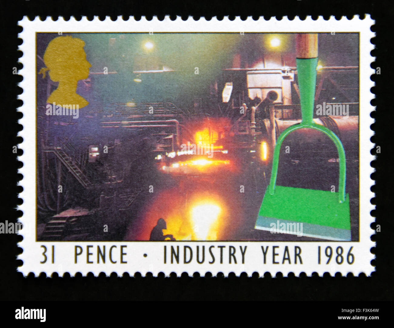 Postage stamp. Great Britain. Queen Elizabeth II. 1986. Industry Year ...