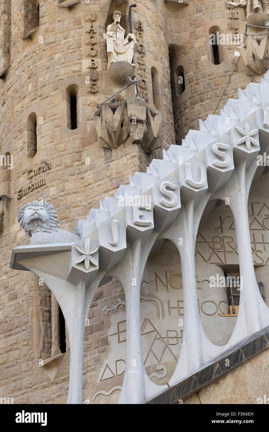 Part of the Sagrada Familia designed by Catalan architect Antoni Gaudí ...