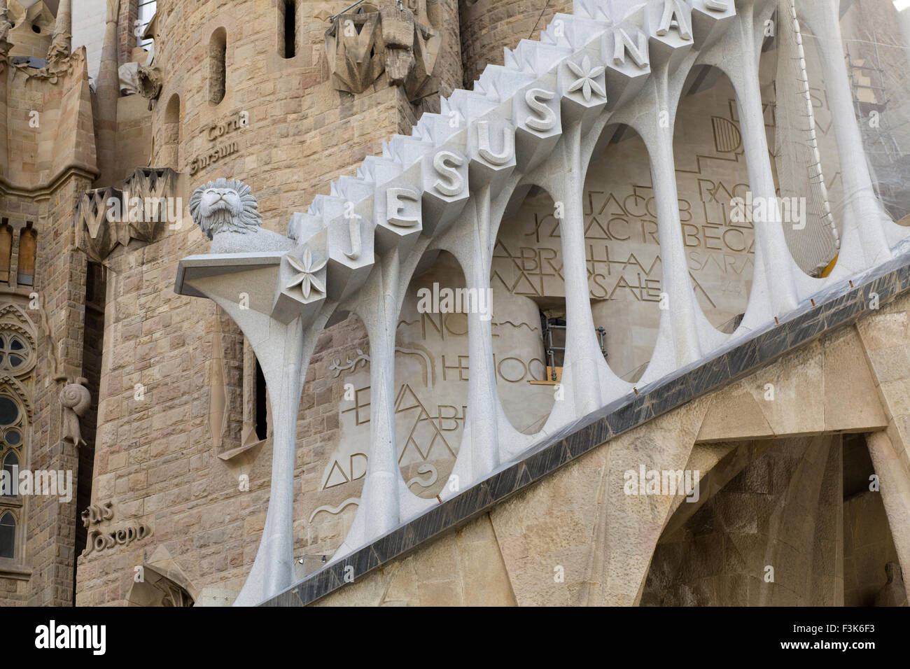 Part of the Sagrada Familia designed by Catalan architect Antoni Gaudí ...