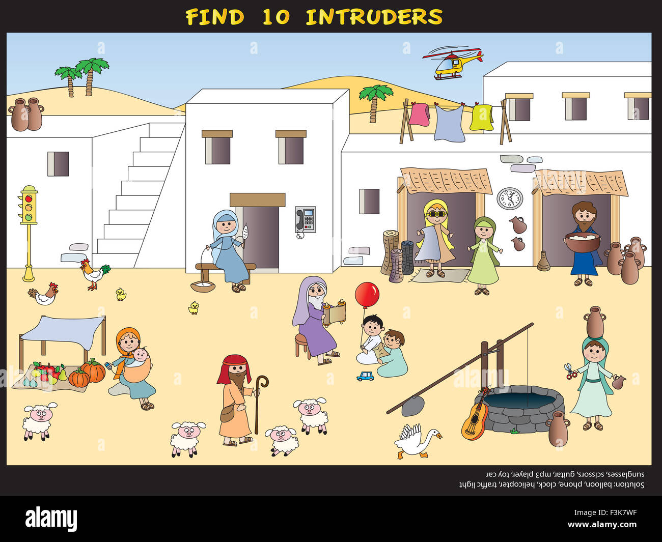 Game for children: find ten intruders Stock Photo - Alamy