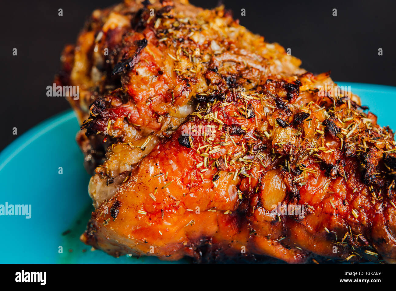 great fresh baked turkey leg and sliced piece sprinkled with spices ...