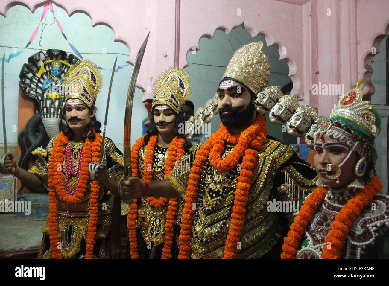 Allahabad, India. 08th Oct, 2015. An Indian artist dressed as demon God ...