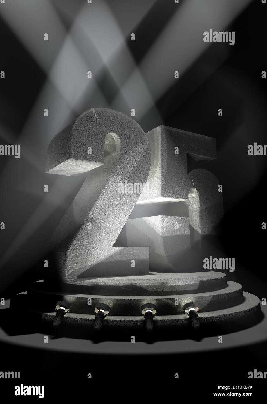 Anniversary Scene with TWENTY FIVE on pedestal Stock Photo - Alamy