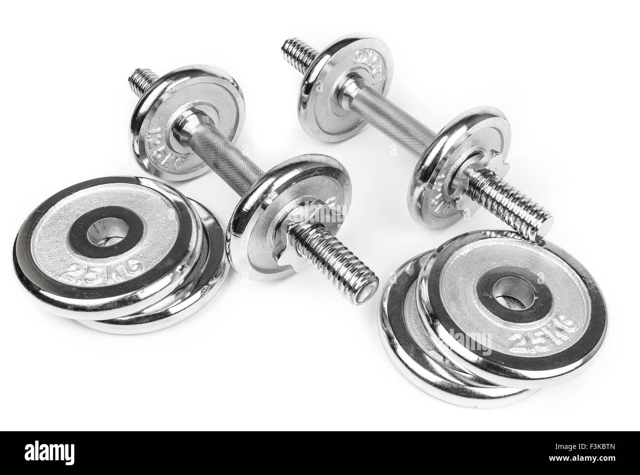 Steel Dumbbells Isolated on white Stock Photo - Alamy