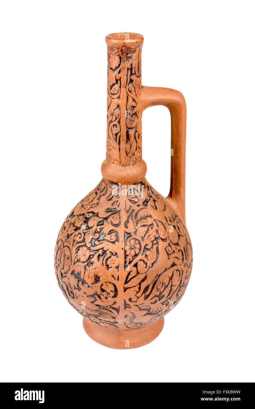 Clay wine jug or pitcher isolated on white Stock Photo - Alamy