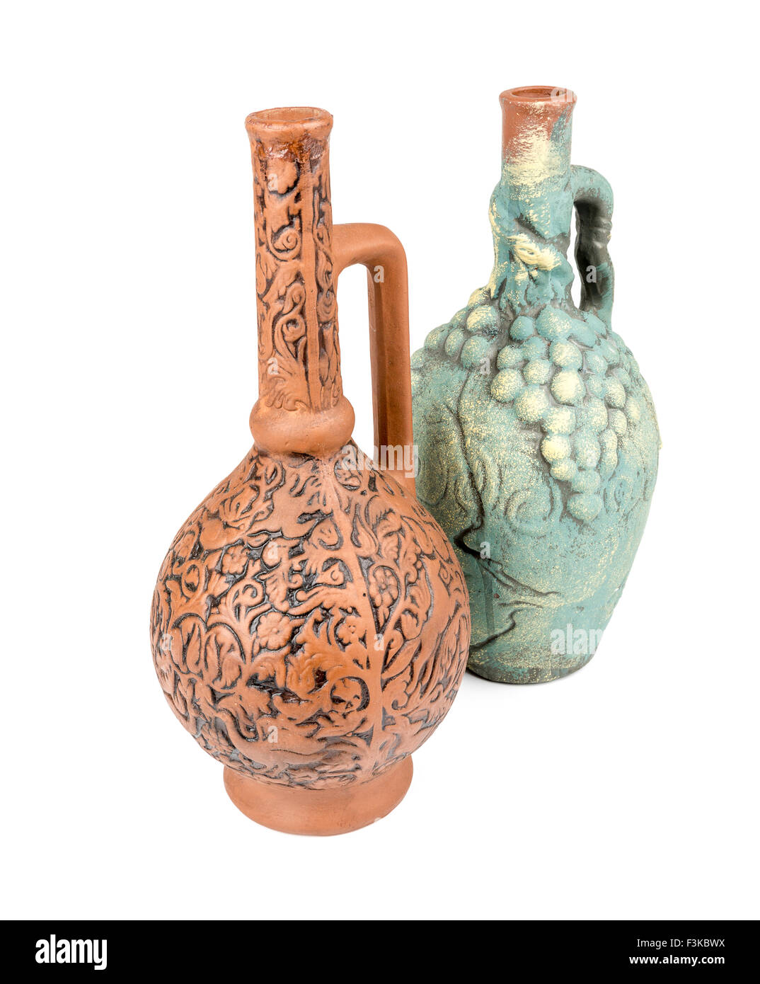 Clay wine jugs or pitchers isolated on white Stock Photo - Alamy