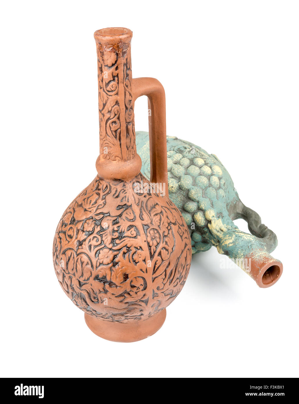 Clay wine jugs or pitchers isolated on white Stock Photo - Alamy