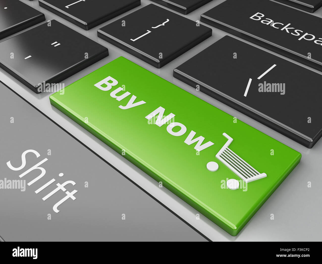 3d renderer image. Computer Keyboard with buy now button. Online ...