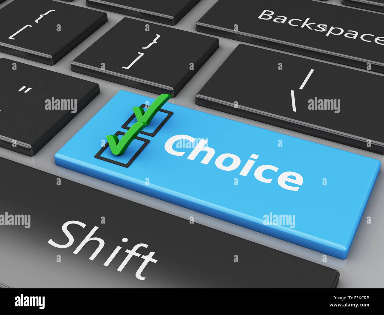 3d renderer image. Check mark on the computer keyboard Stock Photo - Alamy
