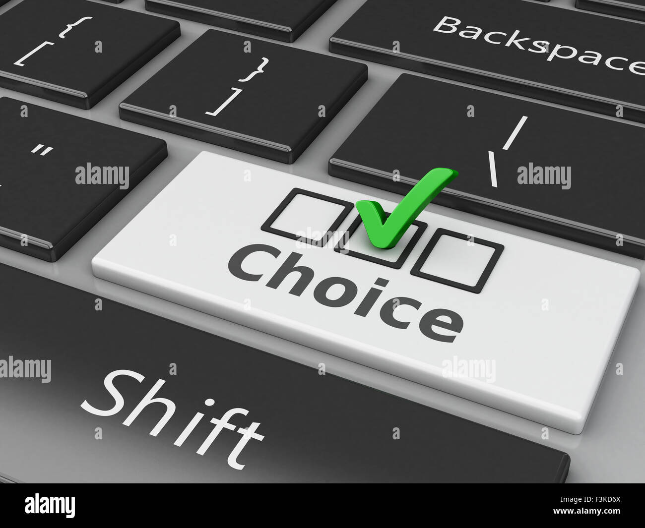 3d renderer image. Check mark on the computer keyboard Stock Photo - Alamy