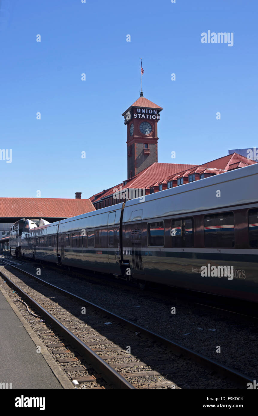 Amtrak Coast Starlight stops at Union Station Portland Oregon, between ...