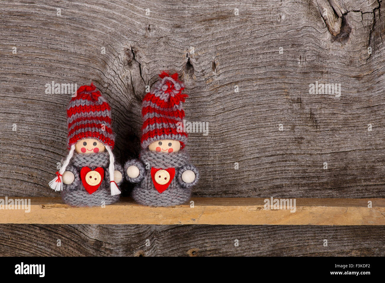 Small children christmas winter puppet figures red grey nordic ...