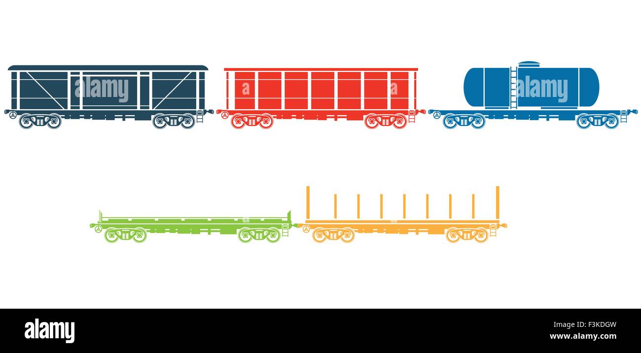 Set of Railway freight cars - Vector illustration Stock Vector Image ...