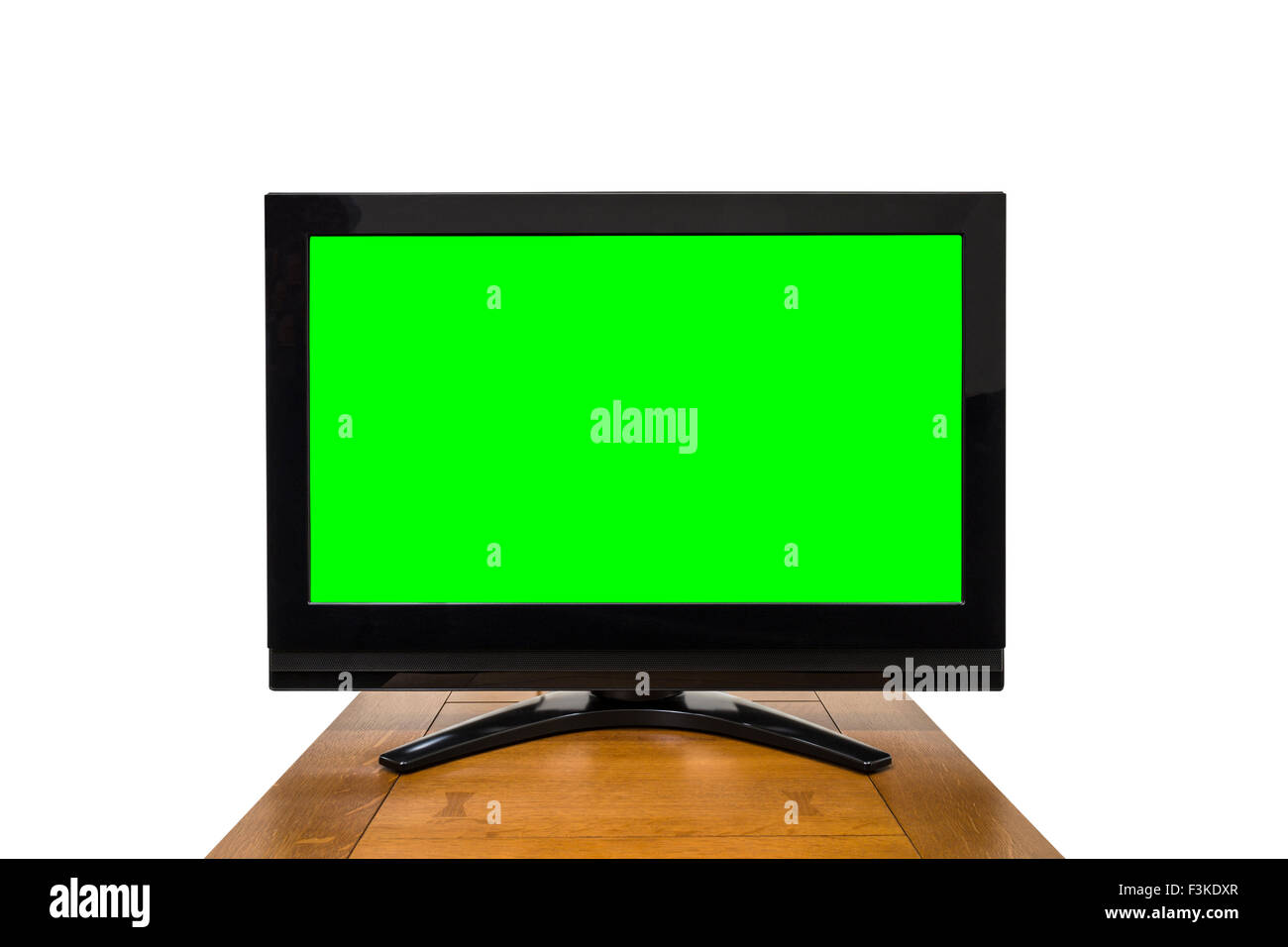 Modern television isolated on white with chroma key green screen Stock ...