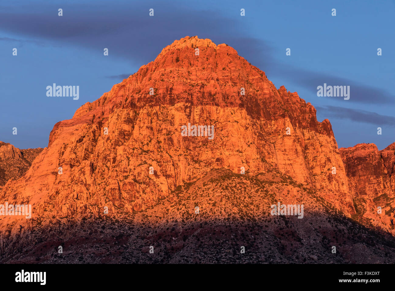 Dawn glow on Rainbow Peak at Red Rock National Conservation Area near ...