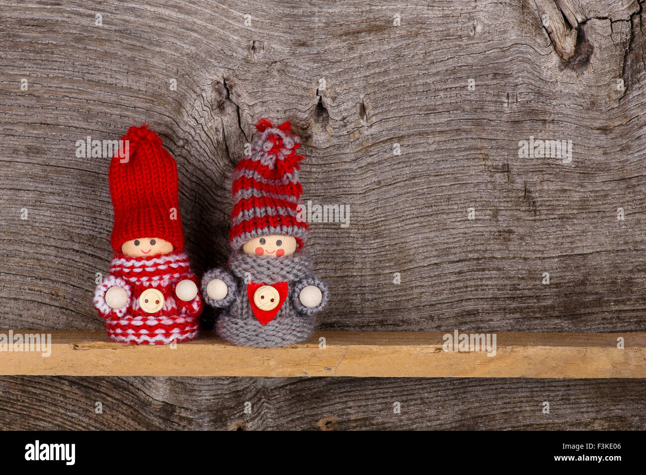 Small children christmas winter puppet figures red grey nordic ...