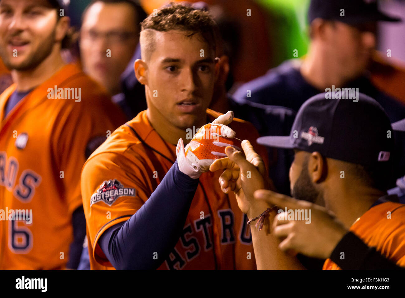 Kansas City, MO, USA. 08th Oct, 2015. George Springer #4 of the Houston ...