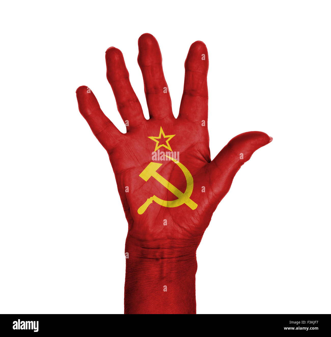 Palm of a woman hand, painted with flag of the USSR Stock Photo - Alamy