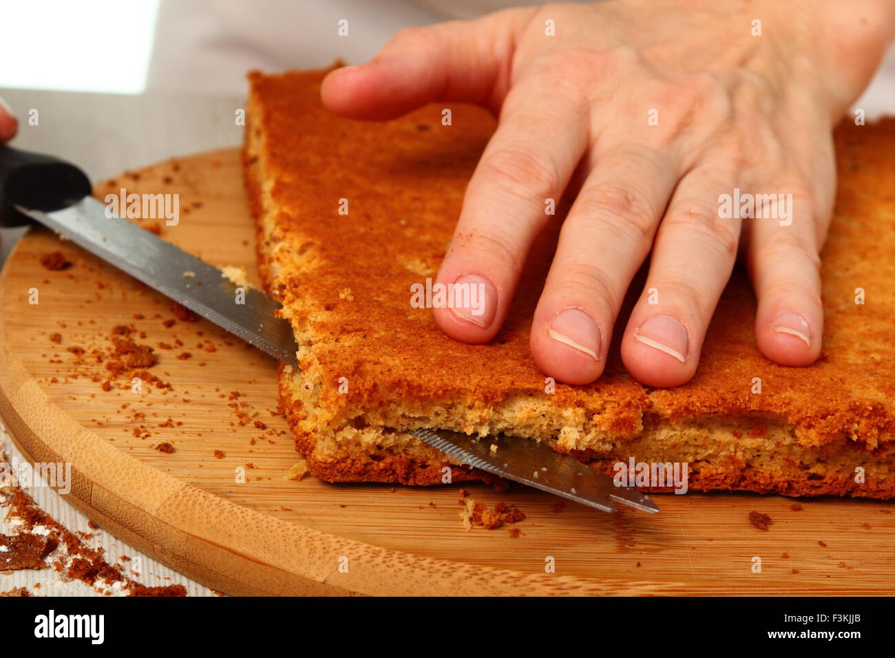 Assemble. Cutting Cake on Layers. Making Chocolate Hazelnut Meringue ...