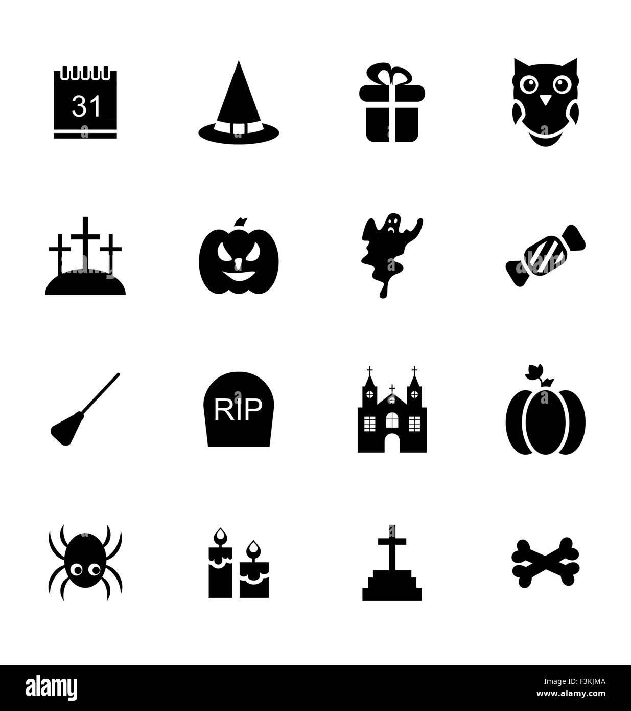 Halloween Traditional Icons Isolated Stock Vector Image & Art - Alamy