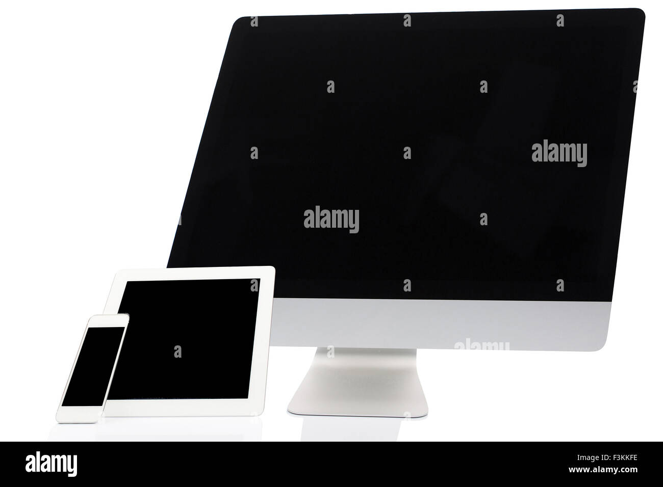 Computer, Tablet and Smartphone on White Background Stock Photo - Alamy