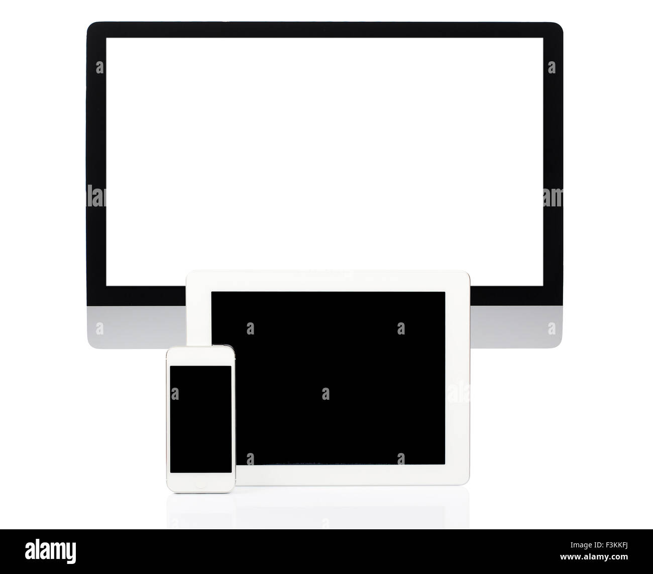 Computer, Tablet and Smartphone on White Background Stock Photo - Alamy